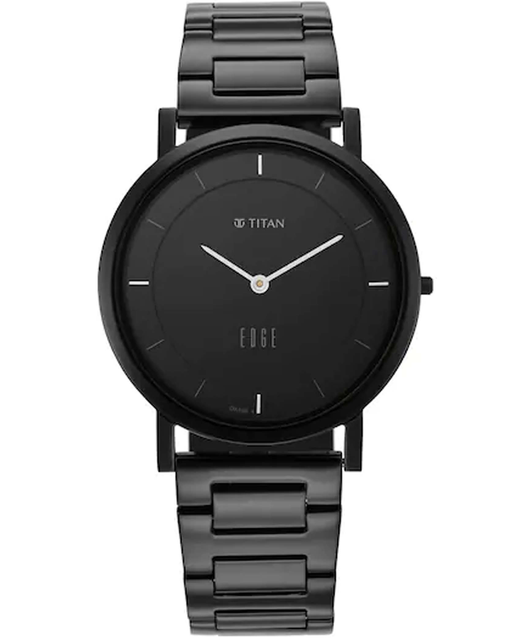 Titan Men's Watch Analog, Edge Collection Black Dial Black Metal Strap ...