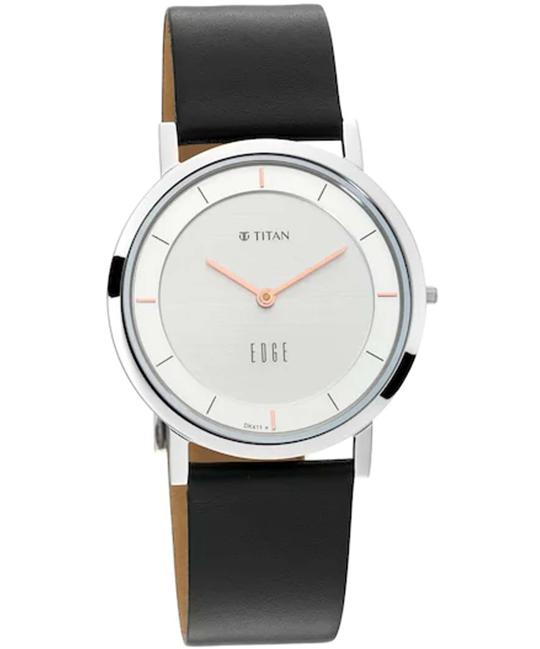 Titan Men's Watch Analog, Edge Collection White dial Black Leather Str ...