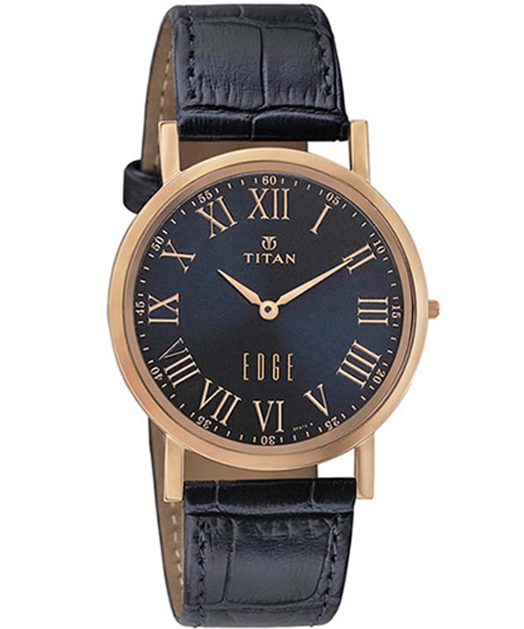 Titan Men's Watch Edge Collection Analog, Blue Dial Blue Leather Strap ...