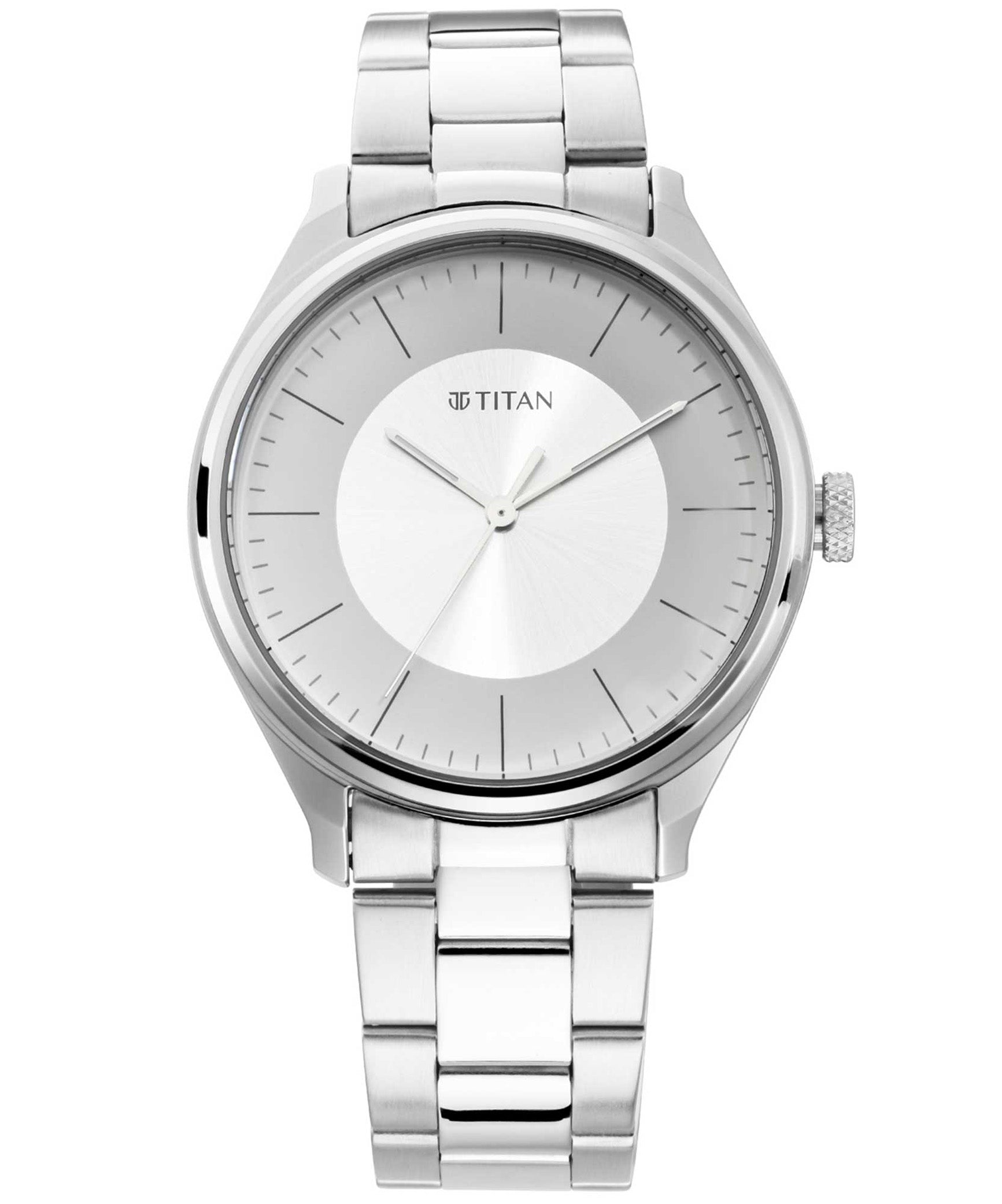 Titan Men's Watch Beige Dial Silver Stainless Steel Strap Watch, 1802S ...