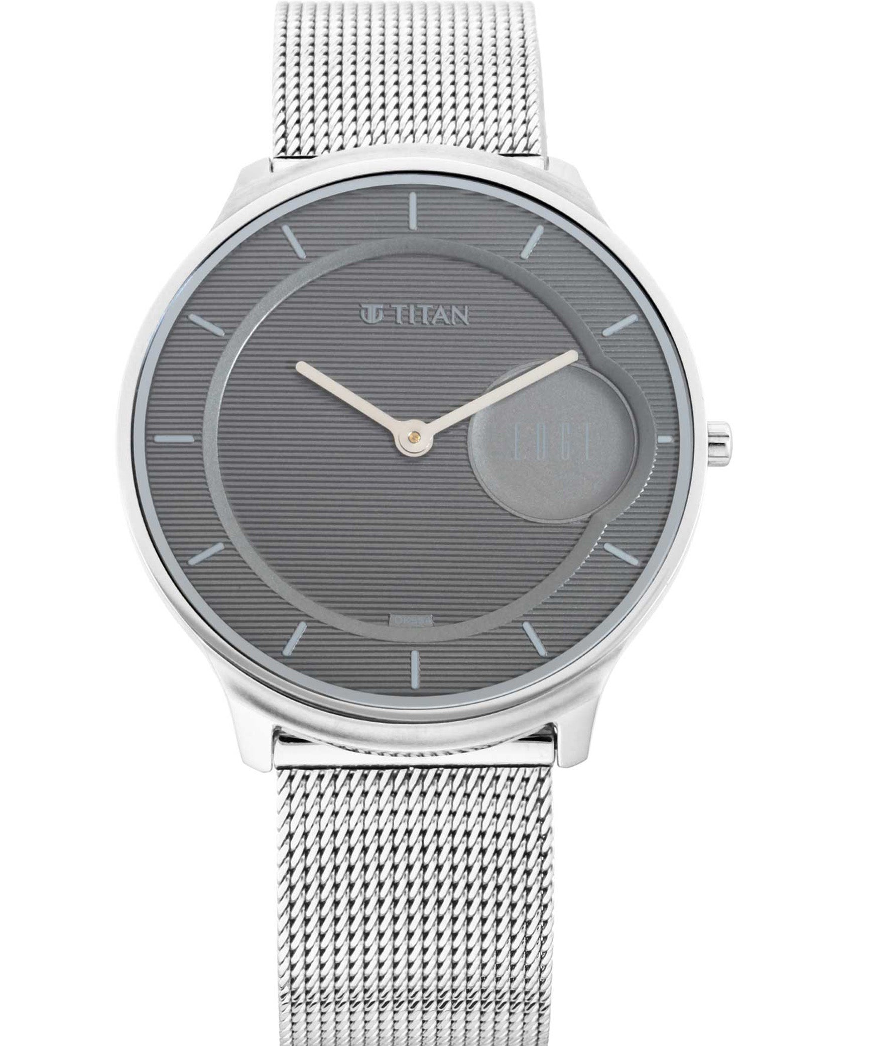 Titan Edge Minimals Analog Men's Watch, Grey Dial Stainless Steel Stra ...