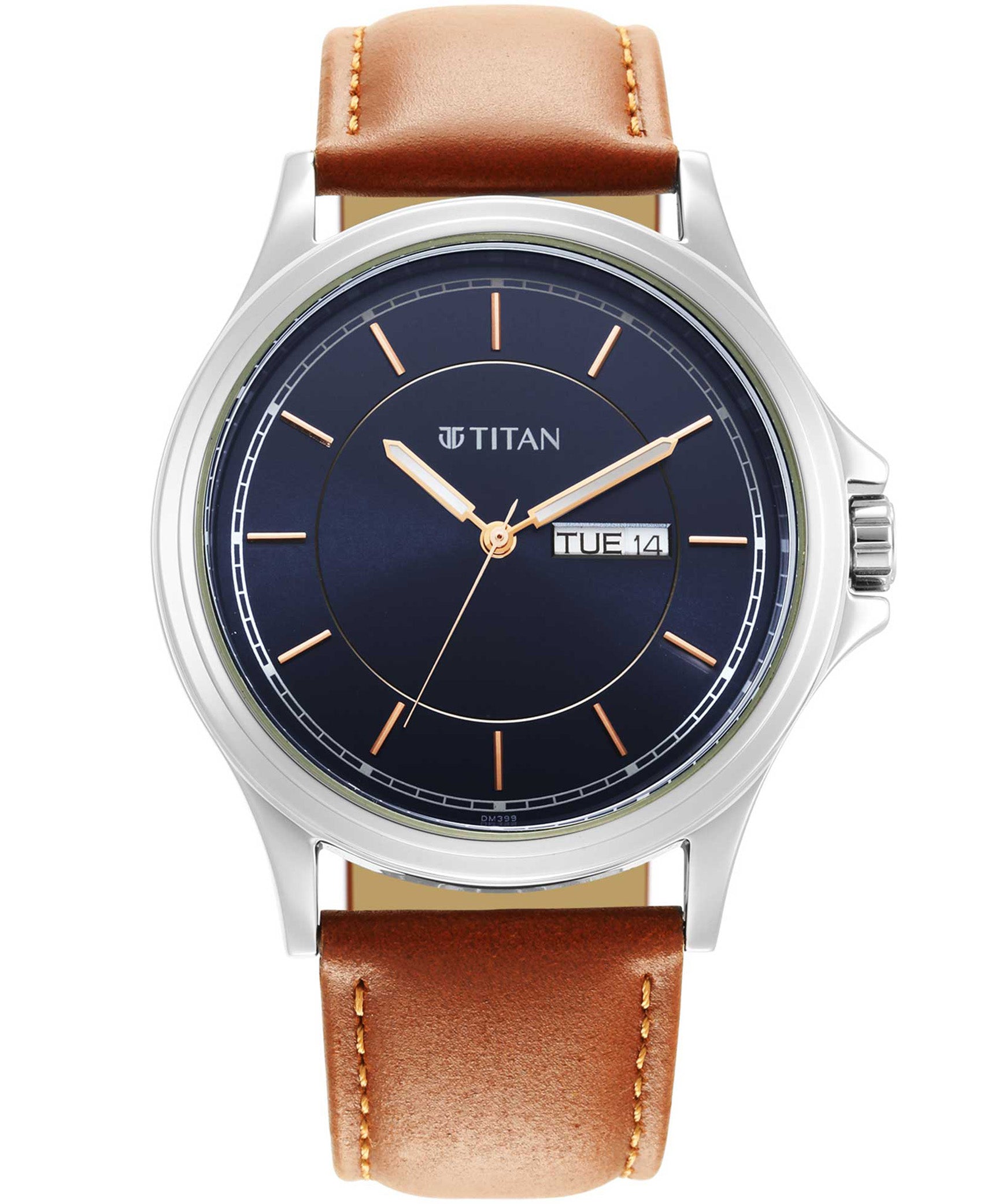 Titan Men's Watch Blue Dial Brown Leather Strap Watch, 1870SL02 ...
